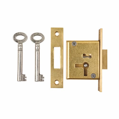 Cabinet Mortice Deadlock - 63 x 32mm - Right Hand - Polished Brass ...