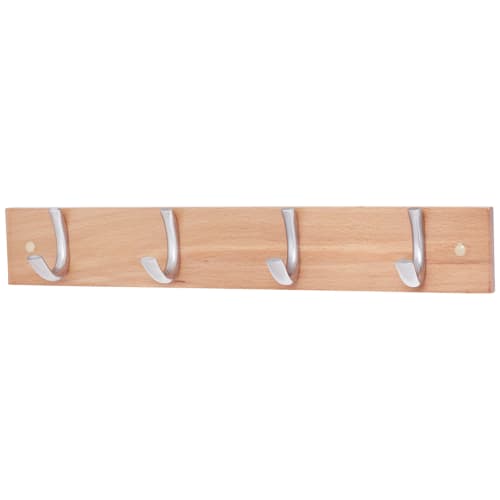 Altro Coat Hook / Robe Hook Rail - 450 x 70 x 15mm - 4 Hooks - Wooden ...