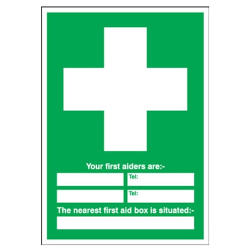 Your First Aiders Are/Nearest First Aid Box -Sign 210 x 148mm - Rigid ...