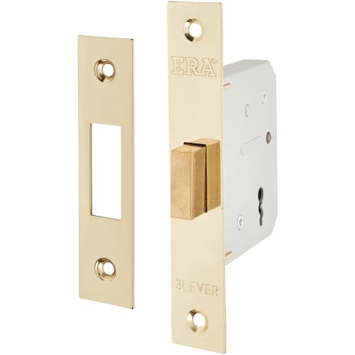 ERA 3 Lever Deadlock - 64mm Case - 44mm Backset - Polished Brass ...