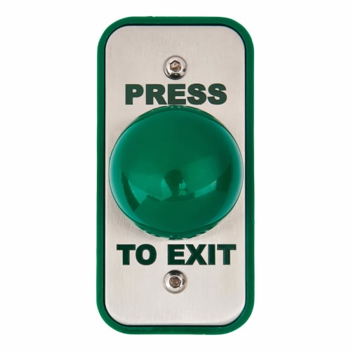 Press to Exit Green Dome Button - 89 x 43 x 50mm - Narrow - Stainless ...