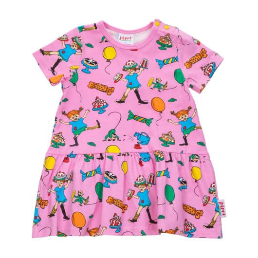Pippi Longstocking Party Pippi Short-sleeve Dress Baby Pink | Martinex