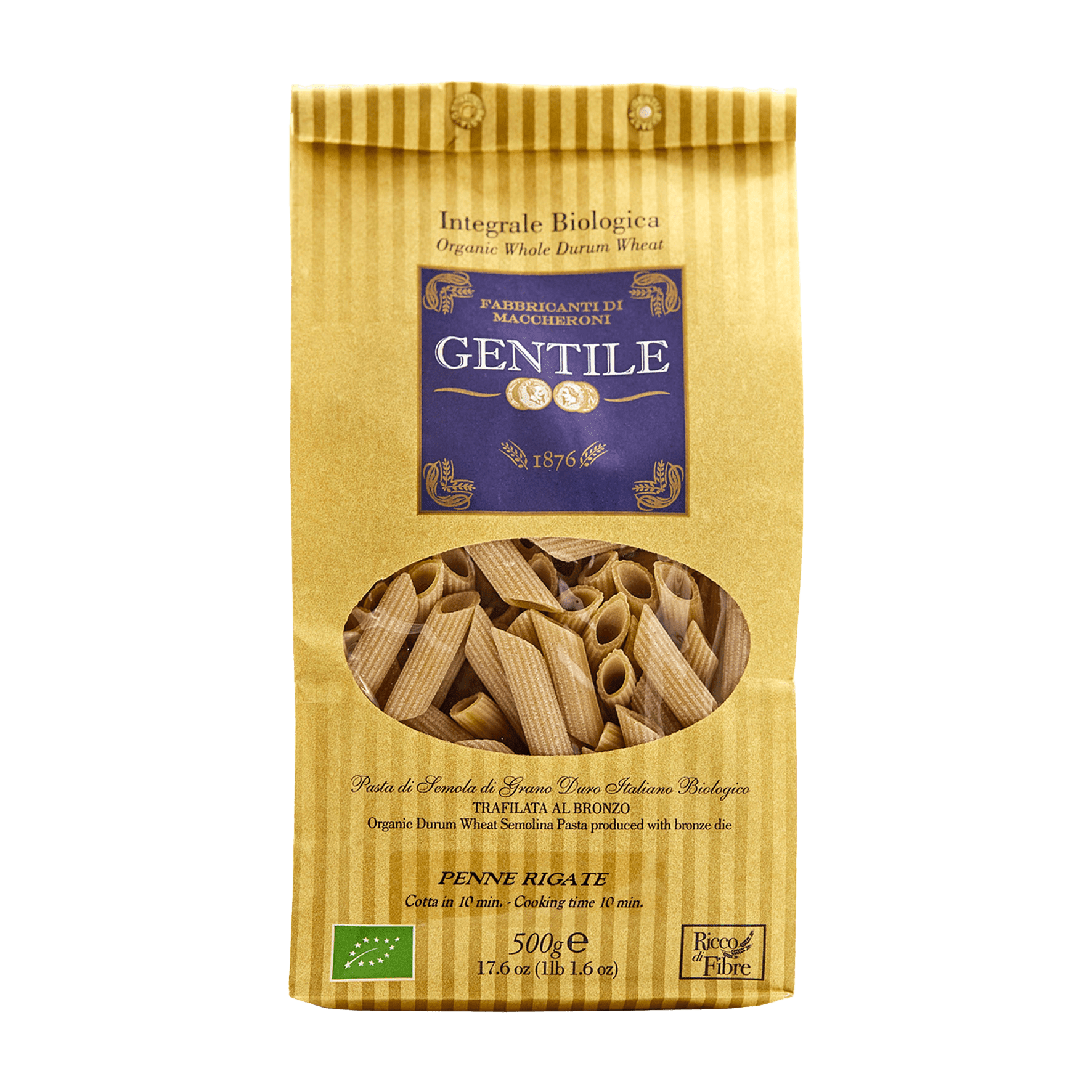 Penne Rigate økologisk Integrale 500g, Gentile Matcompaniet