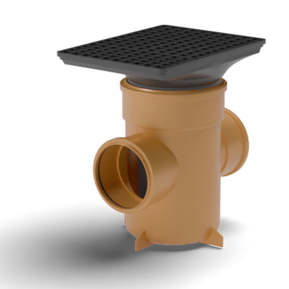 110mm Back Inlet Bottle Gully Rect Grid