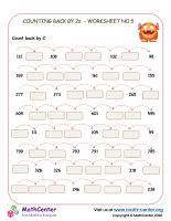 Skip count back by 2s - worksheet no.4 | Worksheets | Math Center