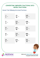 Improper fractions Fifth Grade Worksheets | Math activities