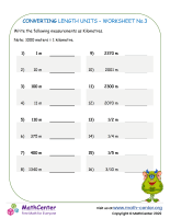 Fifth Grade Worksheets: Converting Length | Math Center