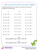Two-digit Mental Multiplication Fourth Grade interactive | Math activities
