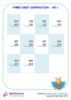 Three-digit Subtraction Drills Second Grade Worksheets | Math activities