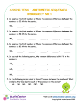Adding Tens Fourth Grade Worksheets | Math activities