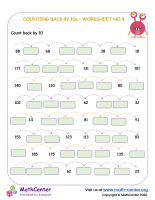 Backword counting by 10s - worksheet no.1 | Worksheets | Math Center
