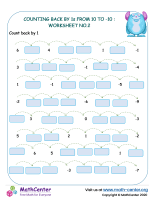 Backword counting by 1s from 10 to -10 - worksheet no.2 | Worksheets ...