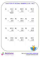 Fifth Grade Worksheets: Adding Decimals | Math Center