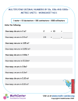 Multiplying decimal numbers by 10s - metric units worksheet no.2 ...