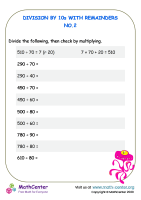 Third Grade Worksheets: Division With Remainders | Math Center