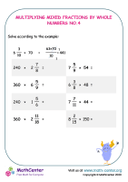 Multiplying mixed fractions by whole numbers - Worksheet No.1 ...