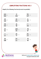 Simplifying Fractions - Worksheet No.3 | Worksheets | Math Center