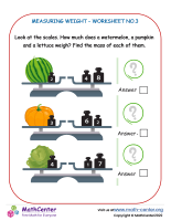 Second Grade Worksheets: Measuring Weight | Math Center