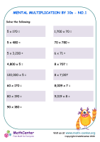 Multi-digit Mental Multiplication Fifth Grade Worksheets | Math activities