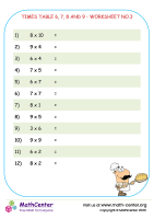 Third Grade Worksheets: Multiplication Table | Math Center