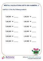 Multi-digit Mental Subtraction Fourth Grade Worksheets | Math activities