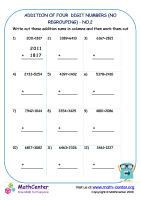 Addition of four digit numbers (no regrouping) - no.1 | Worksheets ...