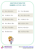 Adding Negative Numbers Worksheets | Math activities