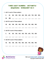 Three-digit numbers – Arithmetic sequences – Worksheet No.5 ...