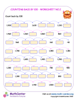 Count back by 100 - worksheet no.5 | Worksheets | Math Center
