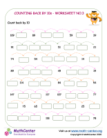 Backword counting by 10s - worksheet no.1 | Worksheets | Math Center