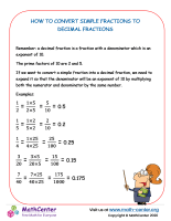 Fractions to Decimals Sixth Grade Learning Pages | Math activities