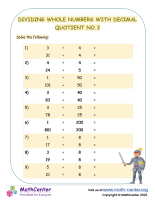 Dividing whole numbers with decimal quotient No.1 | Worksheets | Math ...