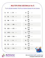 Multiplying and Dividing Decimals Worksheets | Math activities