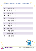 Dividing negative numbers - worksheet no.1 | Worksheets | Math Center