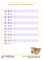 Division table 6 - worksheet no.1 | Worksheets | Math Center