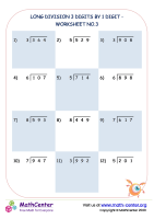 Long division 3 digits by 1 digit - worksheet no.3 | Worksheets | Math ...