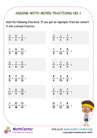 Adding and Subtracting Improper Fractions Worksheets | Math activities