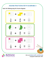 Adding Fractions With Diagrams 3 | Worksheets | Math Center