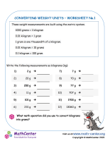 Converting Weight Sixth Grade Worksheets | Math activities