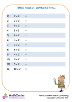 Second Grade Worksheets: Multiplication Table | Math Center