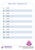 Second Grade Worksheets: Multiplication Table | Math Center