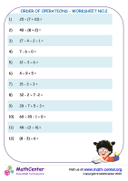 Fifth Grade Worksheets: Order of Operations | Math Center