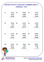 Multi-digit Subtraction With Regrouping Fourth Grade Worksheets | Math ...