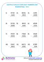 Multi-digit Subtraction Without Regrouping | Math activities