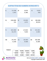 Fifth Grade Worksheets: Multi-digit Subtraction With Regrouping | Math ...