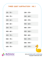 Three-digit Mental Subtraction Third Grade Worksheets | Math activities