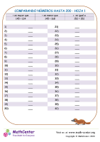 Comparar Números Hasta 1000 Hojas de aprendizaje | Actividades de ...