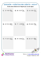 Cuarto grado Pruebas: Dividir por Dos Cifras | Math Center