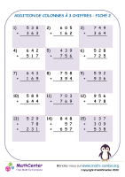 Addition à trois chiffres Fiches de travail | Activités mathématiques