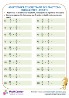 Additionner et soustraire des fractions CM2 Fiches de travail ...